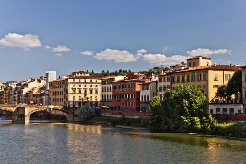 Riverside of the Arno River, Italy Stock Image - Image of italian ...