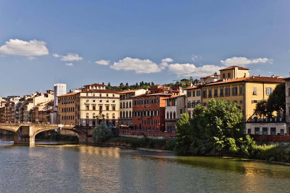 Riverside of the Arno River, Italy Stock Image - Image of italian ...