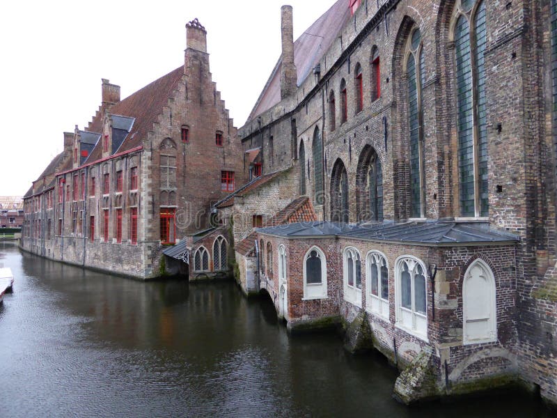 Riverside Buildings in Bruges Stock Photo - Image of canal, belgium ...