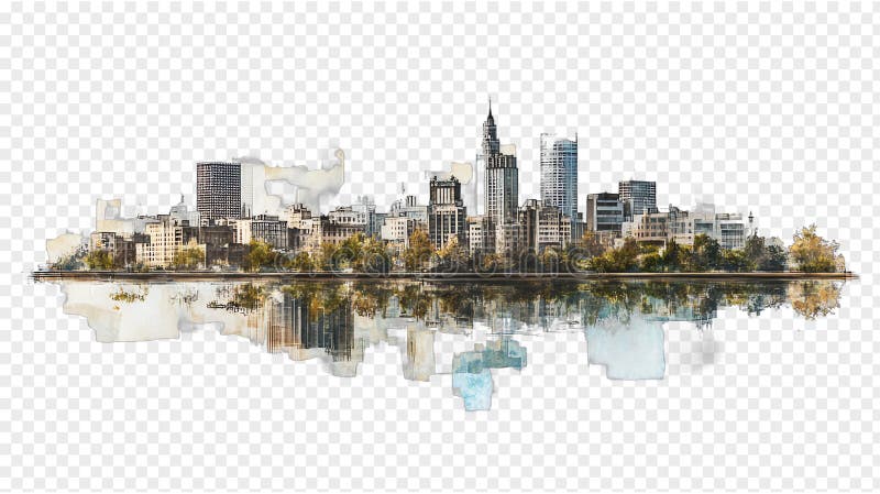 Riverside city skyline stock image. Illustration of construction ...