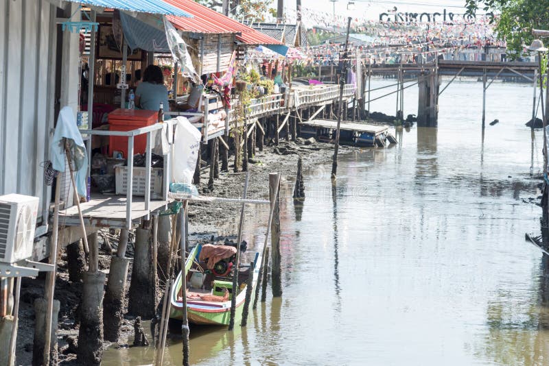 Riverside Community in Thailand Stock Photo - Image of water, home ...