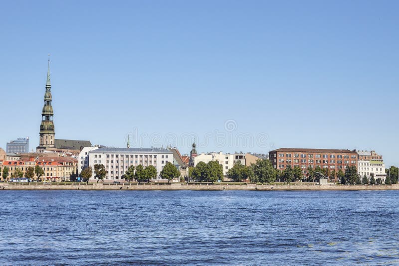Riverside Construction of City Buildings. Riga. Latvia. Daugava. Stock ...