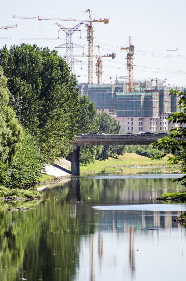 Riverside Construction Site Stock Image - Image of river, construction ...