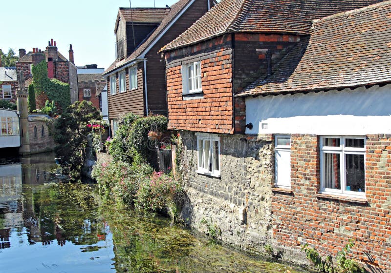 Riverside Scenery on the River Stour at Canterbury Kent England Stock ...