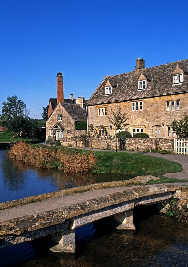 Riverside Cottages, Lower Slaughter, England. Stock Photo - Image of ...
