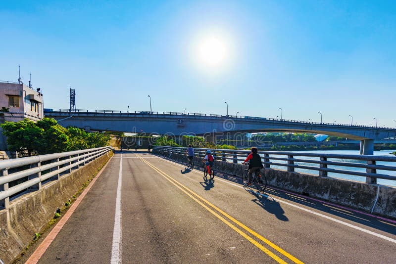 Riverside cycling path editorial stock photo. Image of city - 92288198