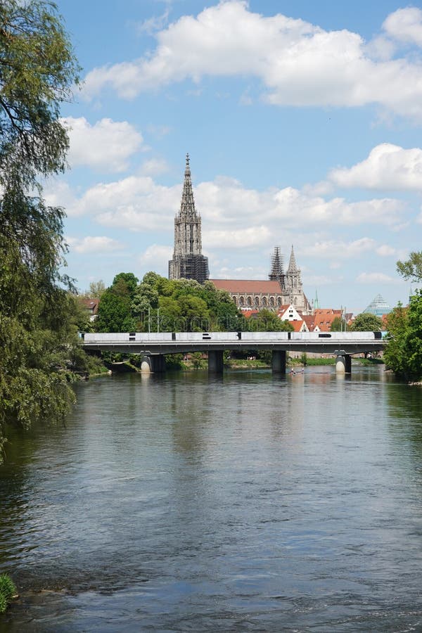 The Riverside of the Danube River in Ulm, Germany Stock Photo - Image ...