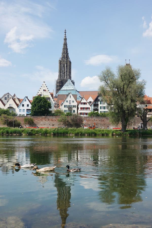 The Riverside of the Danube River in Ulm, Germany Editorial Photography ...