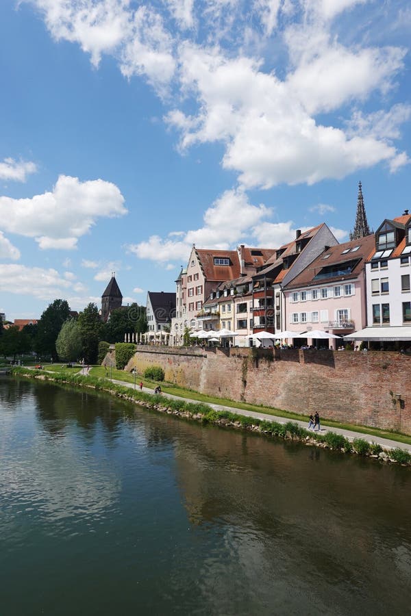 The Riverside of the Danube River in Ulm, Germany Editorial Photo - Image of riverside, historic ...