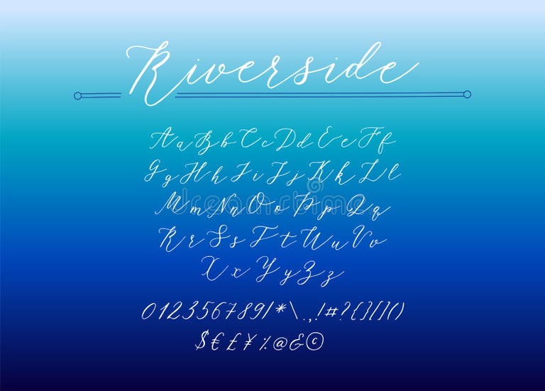 Riverside - Handwritten Script Font. Stock Vector - Illustration of ...