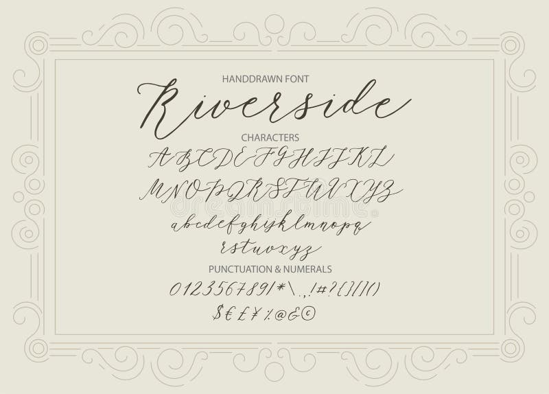 Riverside - Handwritten Script Font. Stock Vector - Illustration of ...