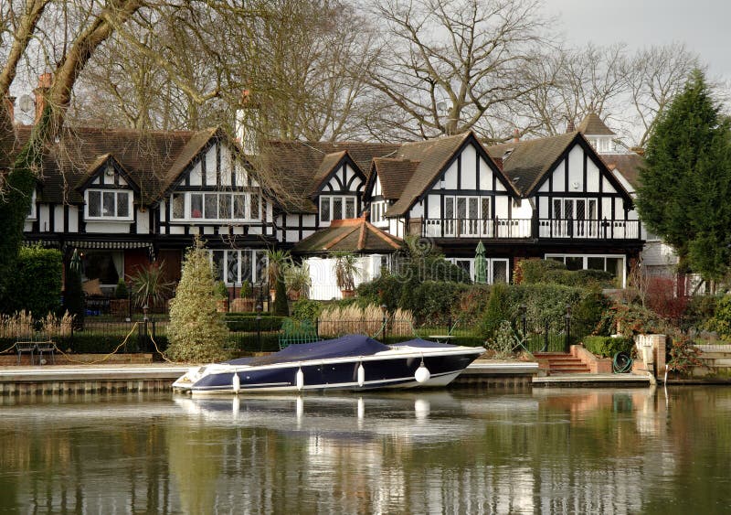 Luxury Riverside House stock image. Image of riverside - 12326595