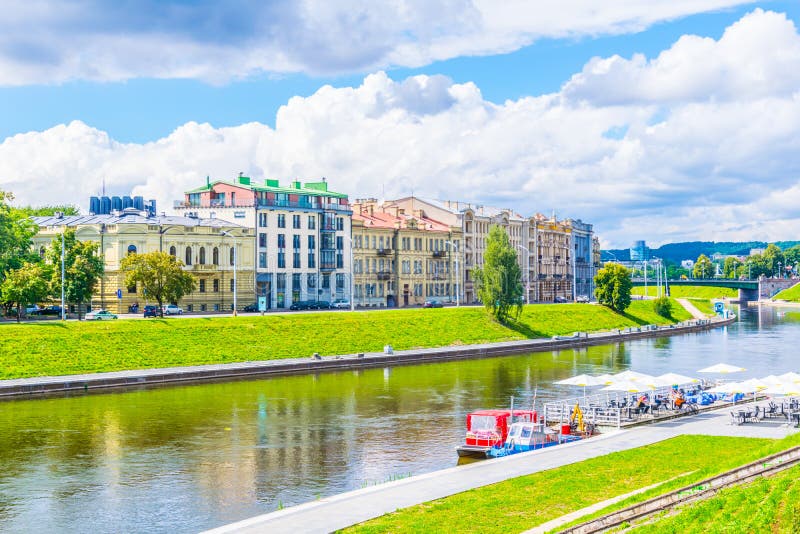 Riverside of the Neris River in Vilnius, Lithuania....IMAGE Stock Photo ...
