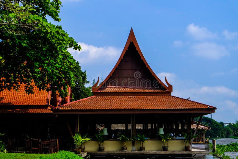 Riverside pavillion stock image. Image of stay, hotel - 39278701