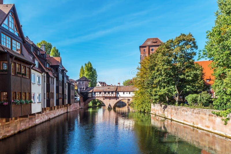The Riverside of Pegnitz River in Nuremberg Stock Photo - Image of ...
