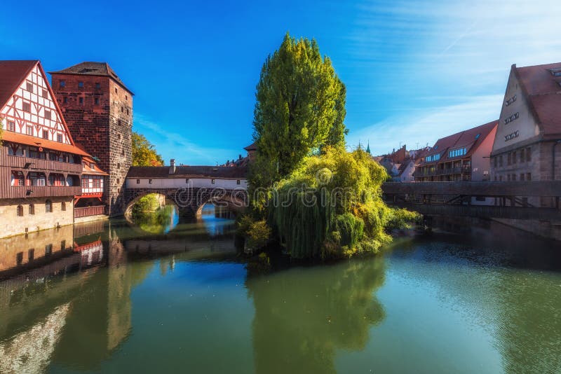 The Riverside of Pegnitz River in Nuremberg Stock Photo - Image of ...