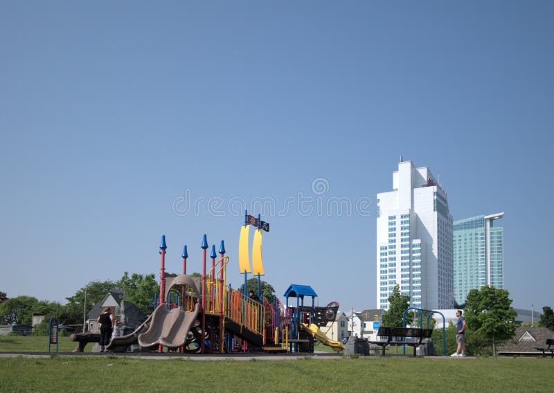Riverside Playground with City Views in Windsor, Ontario Editorial ...
