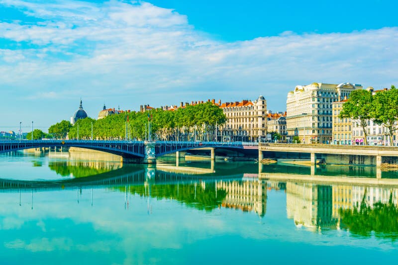 Riverside of Rhone River in Lyon, France Stock Image - Image of europe ...