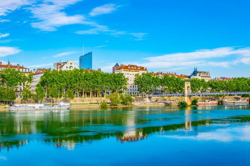 Riverside of Rhone River in Lyon, France Editorial Image - Image of ...