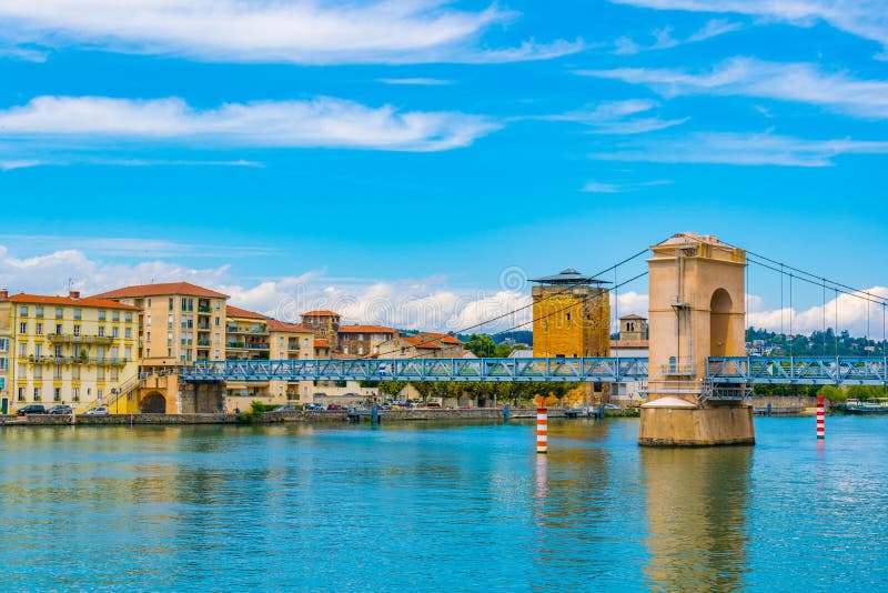 Riverside of Rhone River in Vienne, France Stock Image - Image of ...