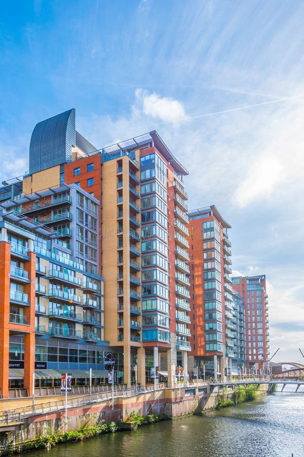 Riverside of River Irwell in Manchester, England Stock Photo - Image of ...