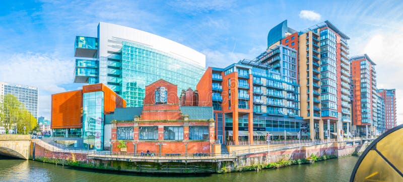 Riverside of River Irwell in Manchester, England Stock Photo - Image of ...