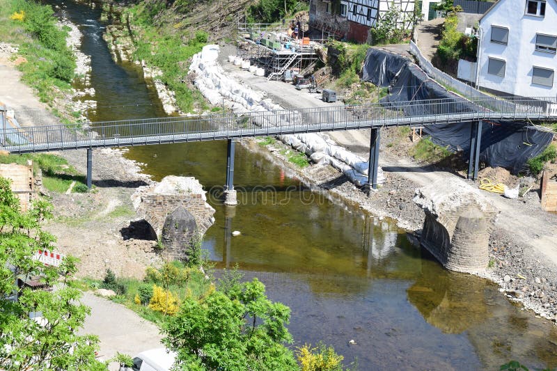 Schuld, Germany - 05 14 2025: Ahr Bridge Ruin, New Bridge and Ongoing ...