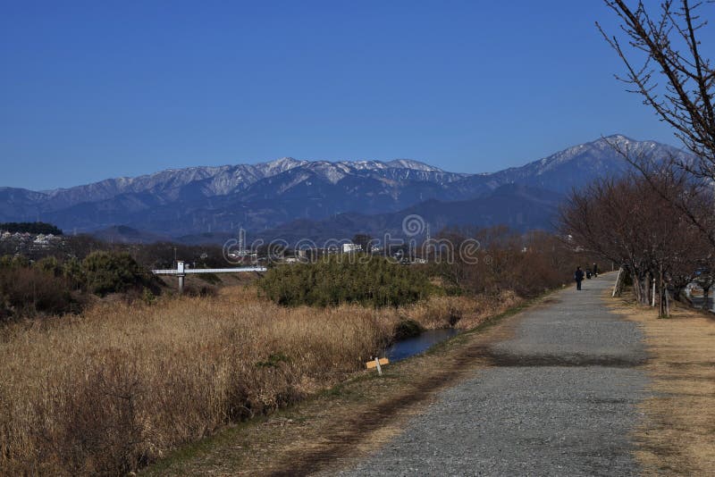 Riverside scenery of Japan stock photo. Image of flow - 108915424