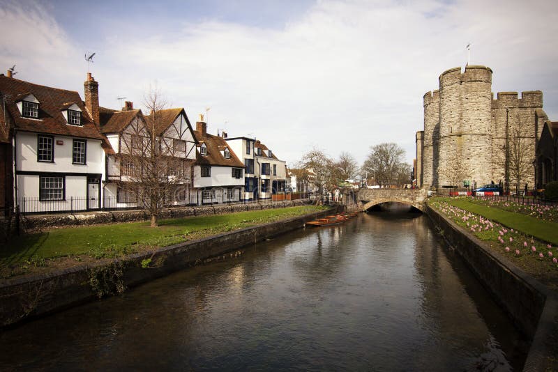 Riverside Scenery on the River Stour at Canterbury Kent England Stock ...