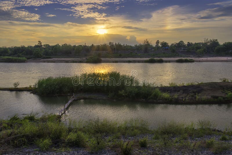 Riverside and sunset sky stock image. Image of light - 185024027