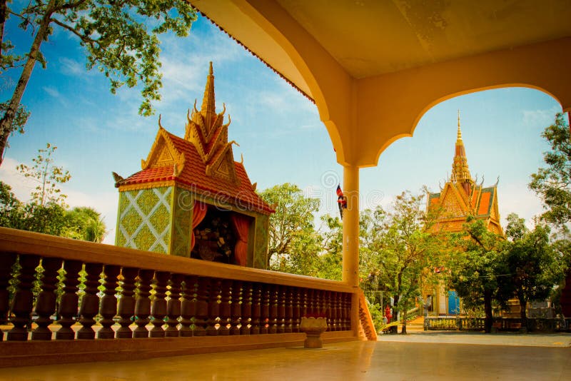 A Riverside Temple of Kampot, Cambodia Stock Photo - Image of culture ...