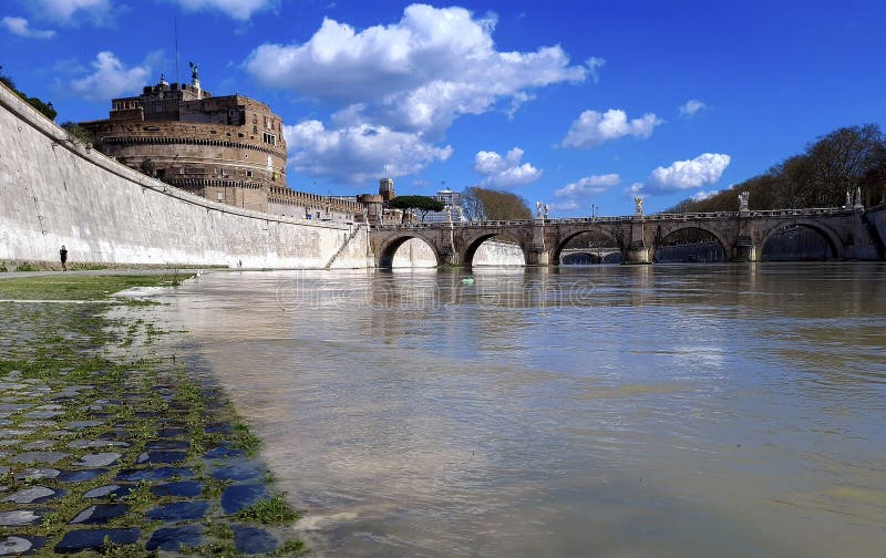 At the Riverside of Tevere in Rome Stock Photo - Image of fortification ...
