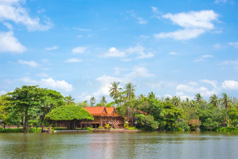 Riverside Thai Style House stock photo. Image of tree - 27907542