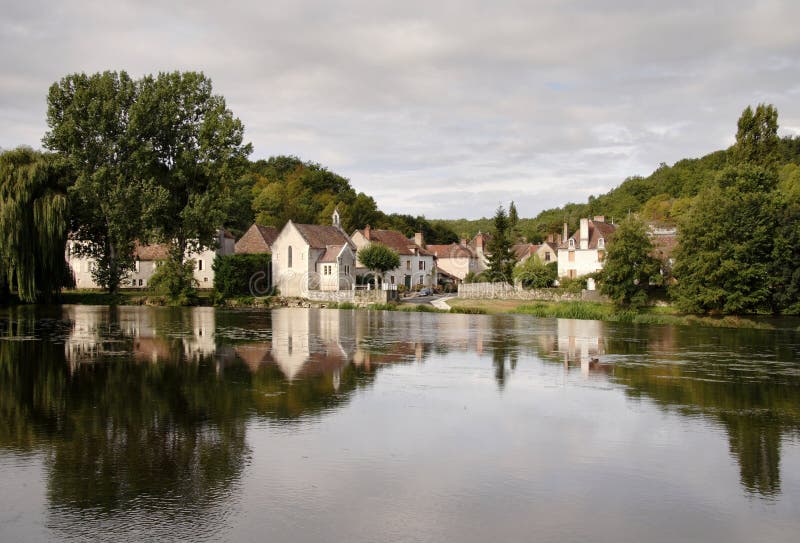 Riverside Village in France Stock Image - Image of historic, ripples ...
