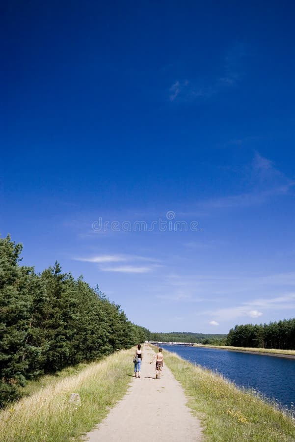 Riverside walk. stock image. Image of river, canal, people - 2810689