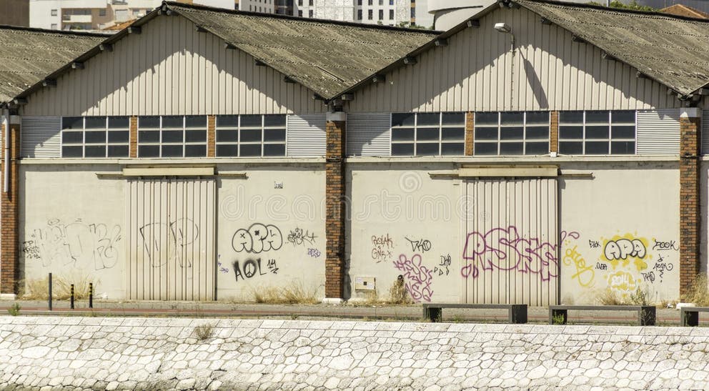 Riverside Warehouse Facing the Waterfront Stock Image - Image of side ...