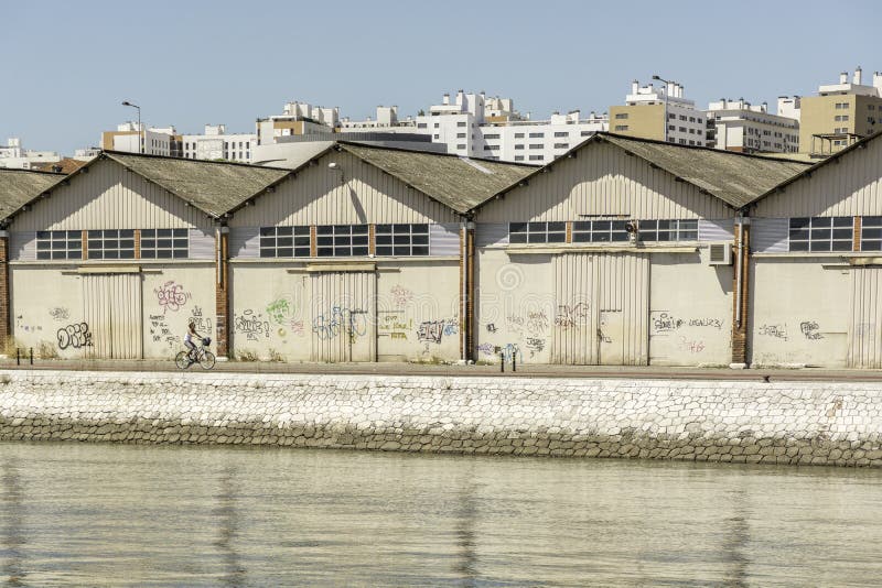 Riverside Warehouse Facade Details Stock Photo - Image of brick, frame ...