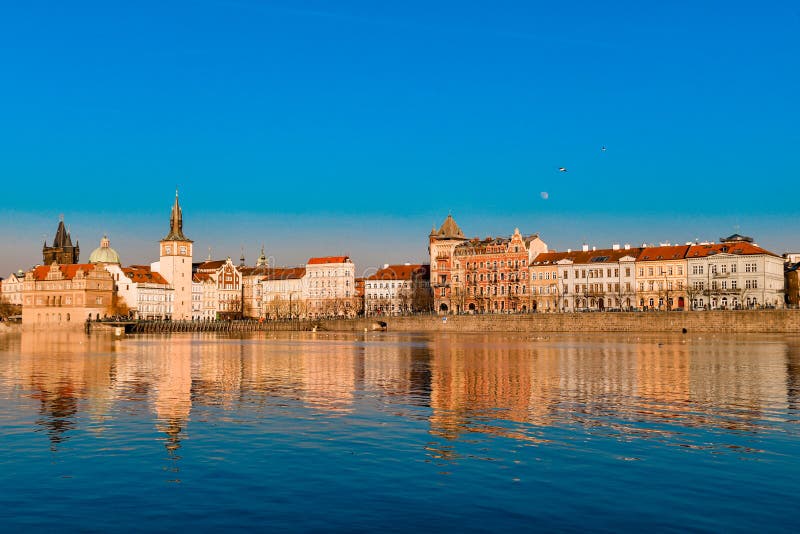 Riverside and Waterfront and Reflections and Europe Stock Photo - Image ...