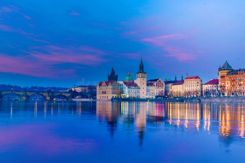 Riverside and Waterfront and Reflections and Europe Stock Image - Image ...