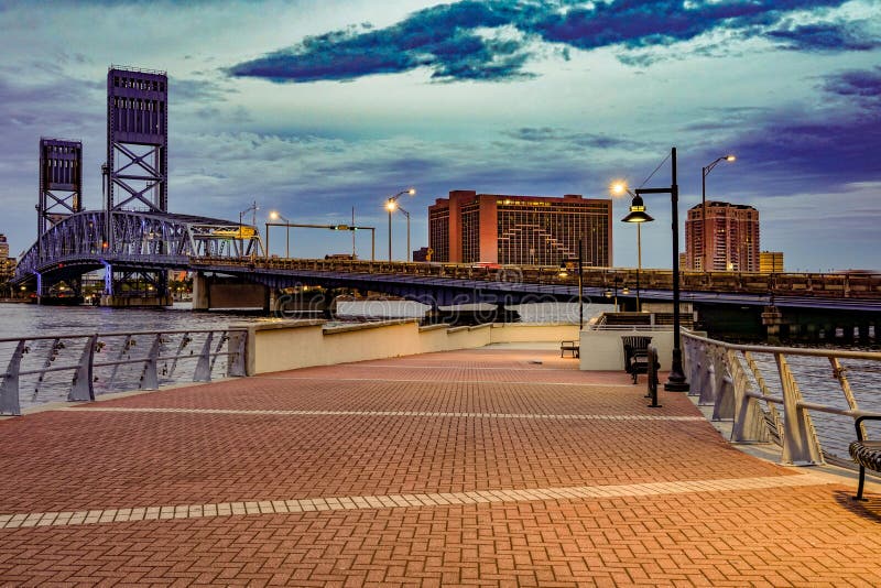 RiverWalk Path at Jacksonsville Floria Stock Image - Image of skyline ...