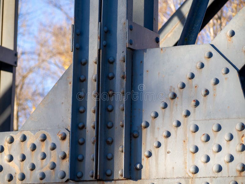 Rivet in Old Metal Structure of a Bridge. Engineering Concept Stock ...