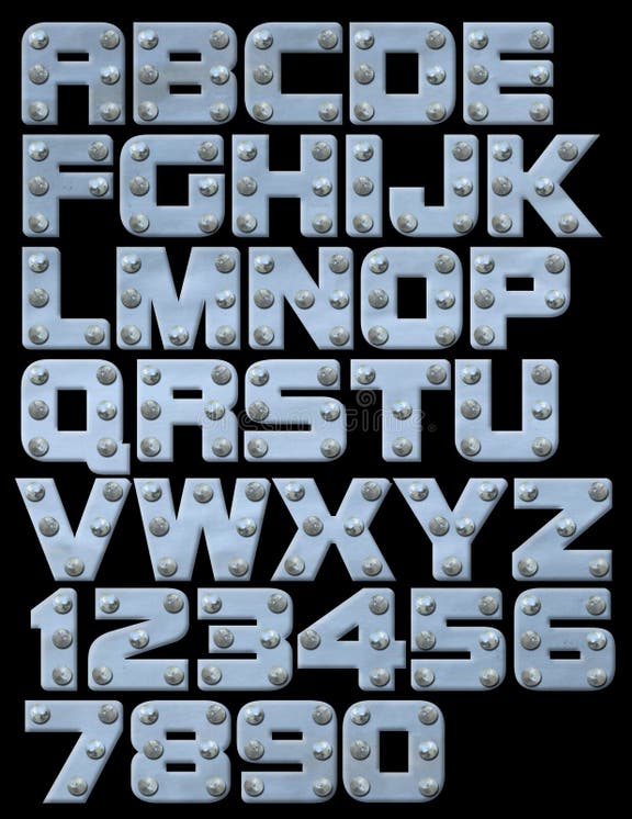Riveted block alphabet stock illustration. Illustration of square ...