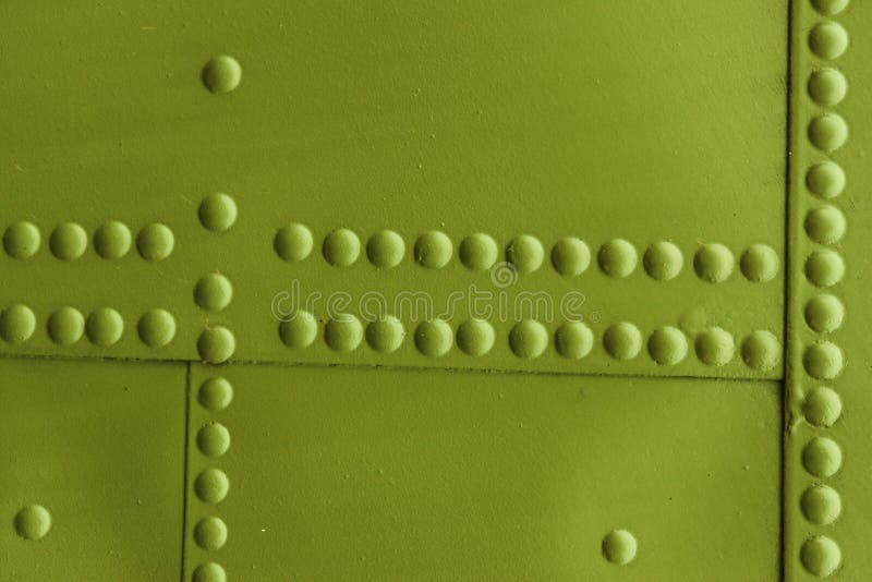 Riveted Metal Plates, Painted and Weathered Green. Stock Image - Image ...