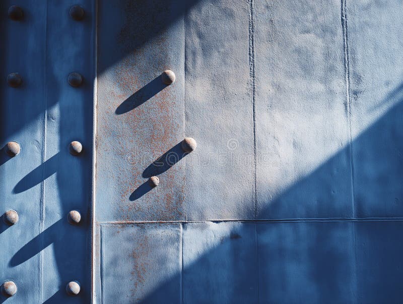 Riveted Metal: Pattern of Shadow and Form on a Metallic Surface. Stock ...