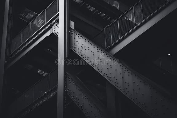 Rivets and Beams Forming an Abstract Pattern on a Dark Metallic ...