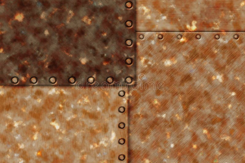Rivets in rusted steel stock illustration. Illustration of fastened ...