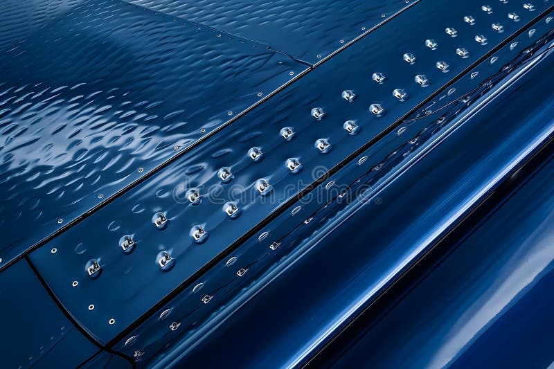 Rivets Secure Deep Blue Metallic Surface, Textured Panel with Seamless ...
