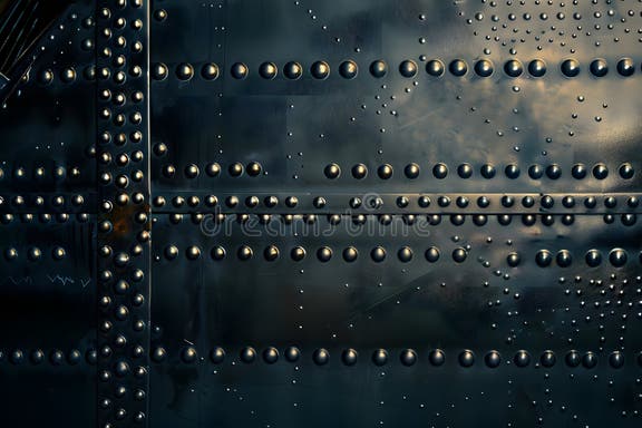 Rivets Secure Metal Panel, a Dark, Textured Surface with Regularly ...