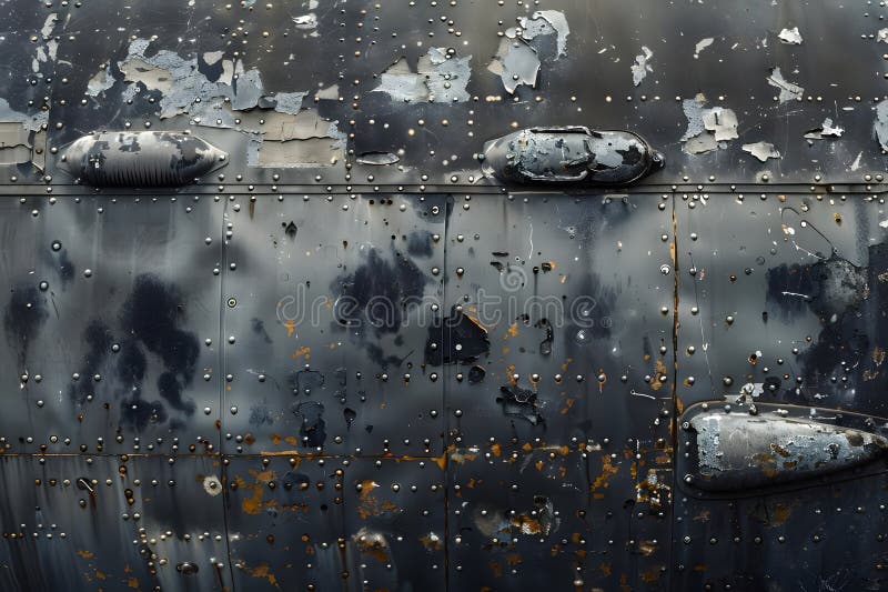 Rivets Secure Weathered Metal Panels, Showing Extensive Damage and ...