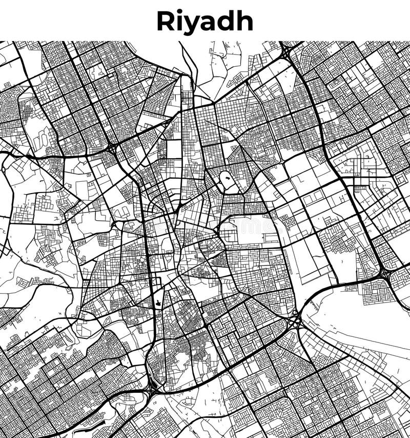 Riyadh City Map, Cartography Map, Street Layout Map Stock Vector ...